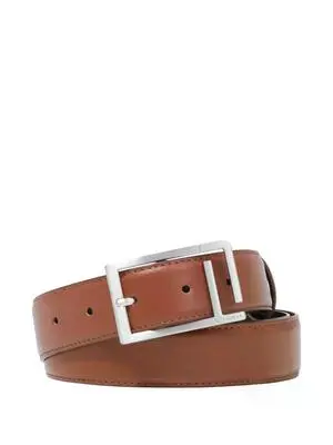 LANCEL Initials Buckle Leather Belt - Brown