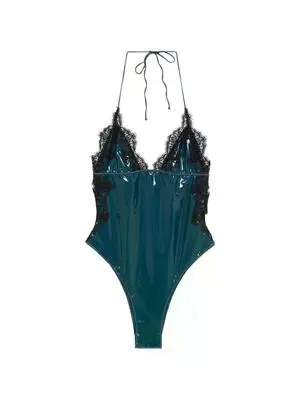 Oseree Lace-trim Swimsuit - Blue
