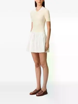 Claudie Pierlot Ribbed Knit Collared Mini Dress - Neutrals