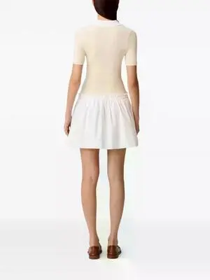 Claudie Pierlot Ribbed Knit Collared Mini Dress - Neutrals