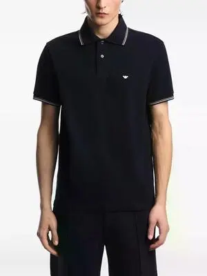 Emporio Armani Slim Fit Polo Essential In Stretch Cotton Pique - Blue