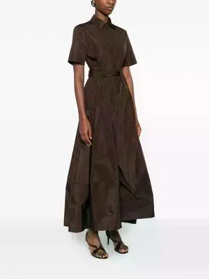 P.a.r.o.s.h Tie-waist Maxi Shirt Dress - Brown