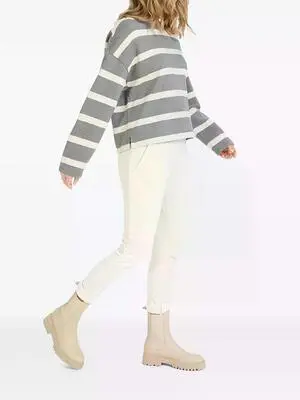 JUVIA Striped Logo-sleeve Sweater