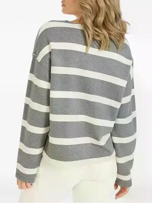 JUVIA Striped Logo-sleeve Sweater