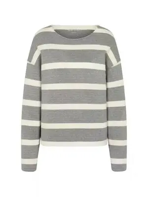JUVIA Striped Logo-sleeve Sweater