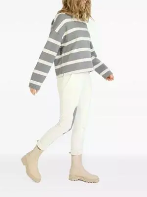 JUVIA Striped Logo-sleeve Sweater