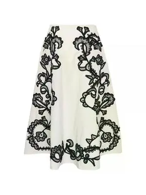 Ulla Johnson Embroidered A-line Midi Skirt