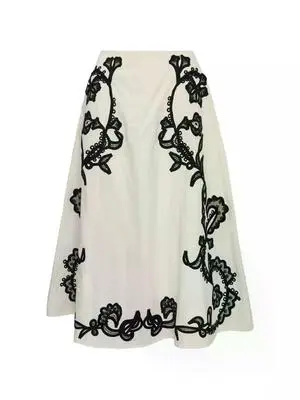 Ulla Johnson Embroidered A-line Midi Skirt