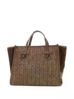 MARCELLA CLUB 32 Missmarcella Woven Leather Tote Bag - Brown