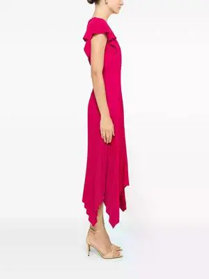 NISSA Crystal-embellished Pleated Midi Dress