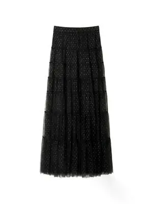 TWINSET Midi Embellished A-line Skirt