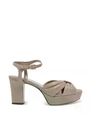 JIMMY CHOO Heloise Knot Buckle Sandals - Brown