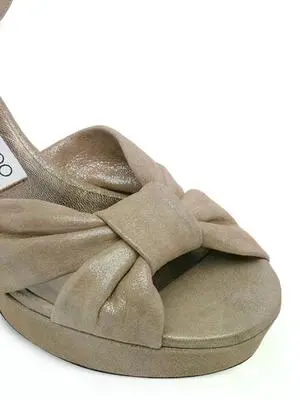 JIMMY CHOO Heloise Knot Buckle Sandals - Brown