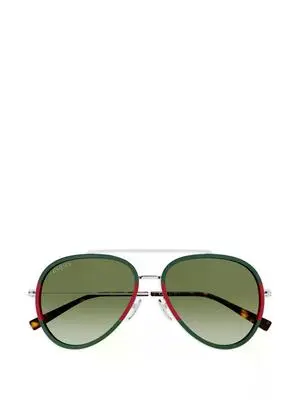 Gucci Striped Pilot-frame Sunglasses - Green