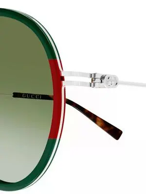 Gucci Striped Pilot-frame Sunglasses