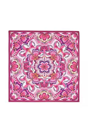 LANCEL Printed Silk Square Scarf - Pink