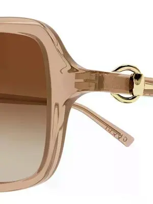Gucci Horsebit-detail Geometric-frame Sunglasses