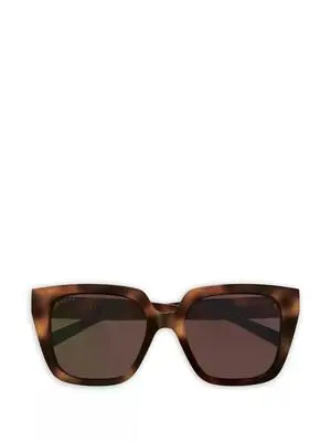 Gucci Geometric-frame Sunglasses - Brown