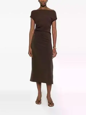P.a.r.o.s.h Off-shoulder Ruched Midi Dress