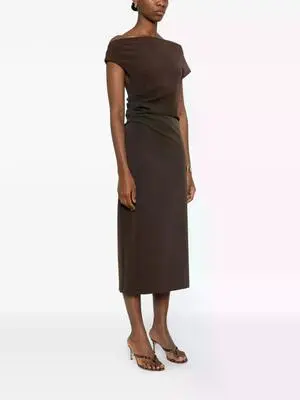 P.a.r.o.s.h Off-shoulder Ruched Midi Dress