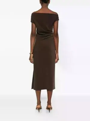P.a.r.o.s.h Off-shoulder Ruched Midi Dress