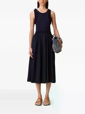 Claudie Pierlot Bi-material Sleeveless Round Neck Dress