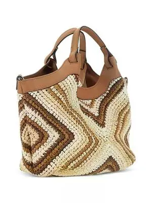 GIANNI CHIARINI Chevron Woven Shoulder Bag - Neutrals