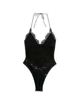 Oseree Latex Lace-trim Swimsuit