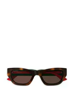 Gucci Stripe Logo Square-frame Sunglasses - Brown