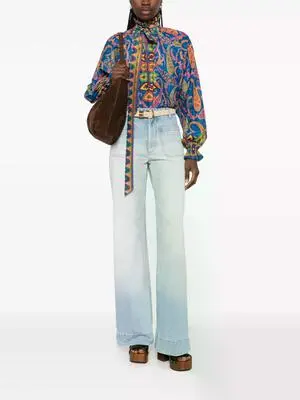 Etro Paisley Print Pussy-bow Blouse - Blue