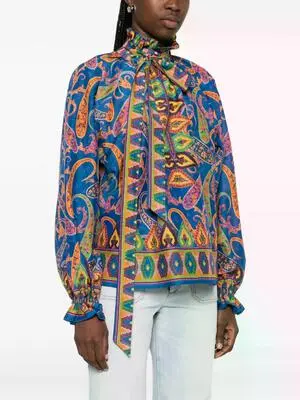 Etro Paisley Print Pussy-bow Blouse - Blue