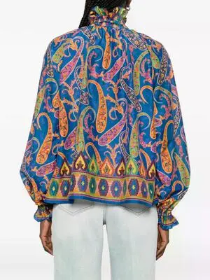 Etro Paisley Print Pussy-bow Blouse - Blue