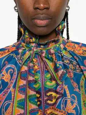 Etro Paisley Print Pussy-bow Blouse - Blue