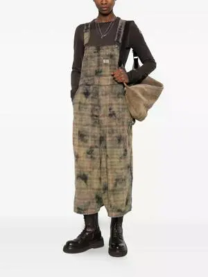 R13 Plaid Short Overalls