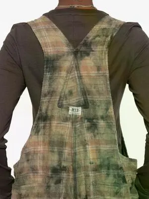 R13 Plaid Short Overalls