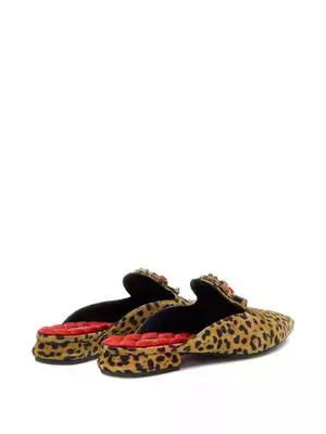 Roberto Cavalli Leopard Embellished Mules