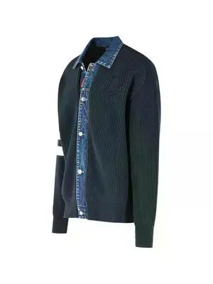 Dsquared2 Denim-collar Ribbed Cardigan
