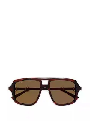 Gucci Horsebit-detail Geometric-frame Sunglasses - Brown