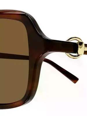 Gucci Horsebit-detail Geometric-frame Sunglasses - Brown