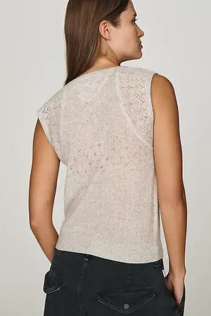 PILCRO Wool Cashmere Pointelle Knit Tank Top