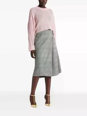 Balmain Check-pattern Pleated Midi Skirt