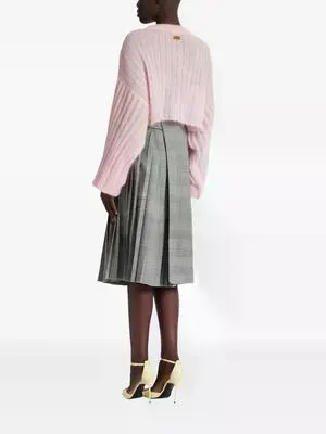 Balmain Check-pattern Pleated Midi Skirt