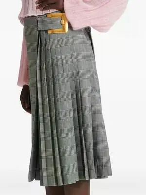 Balmain Check-pattern Pleated Midi Skirt