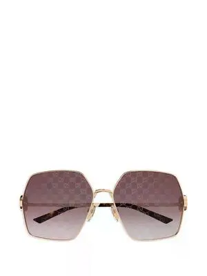 Gucci Geometric-frame Logo Sunglasses - Gold