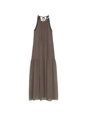 Peserico Tiered Maxi Dress - Brown