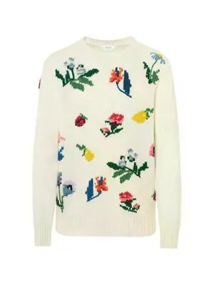 Malo Floral-print Cashmere Sweater - Neutrals