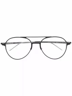 Montblanc Double-bridge Pilot-frame Glasses - Black