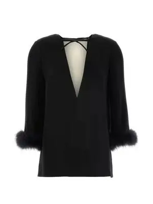 Valentino Garavani Feathered Cuff Blouse
