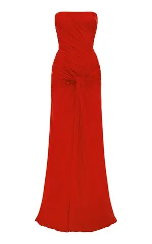 Alex Perry Strapless Ruched Twist Gown