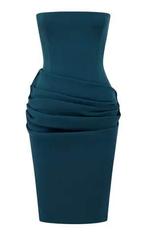 Alex Perry Strapless Draped Stretch Crepe Maxi Dress - Blue